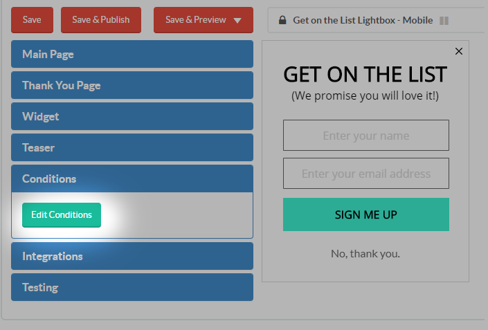 Configuring Overlay Display Conditions